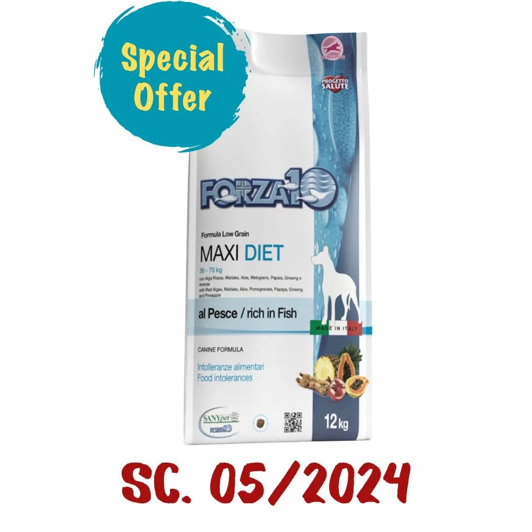 Super Promo - Forza 10 Maxi Diet al Pesce 12 kg (Scadenza 05-2024) - lallohallo.com