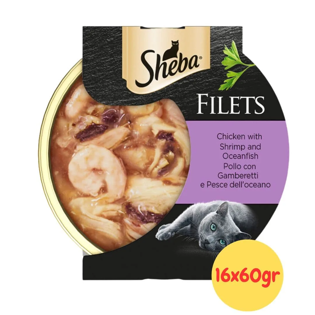 Sheba Filets 16x60 gr gusto pollo con gamberetti e pesce