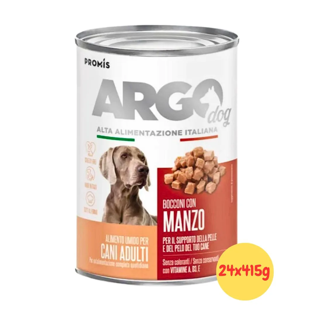 Argo Umido Cane Adult Bocconi con Manzo - 24x415g - lallohallo.com